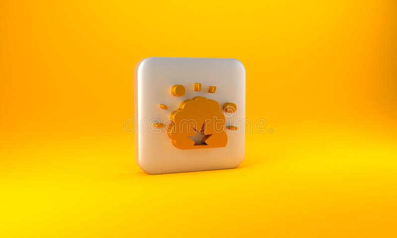 Gold Bomb Explosion with Shrapnel and Fireball Icon Isolated on Yellow ...