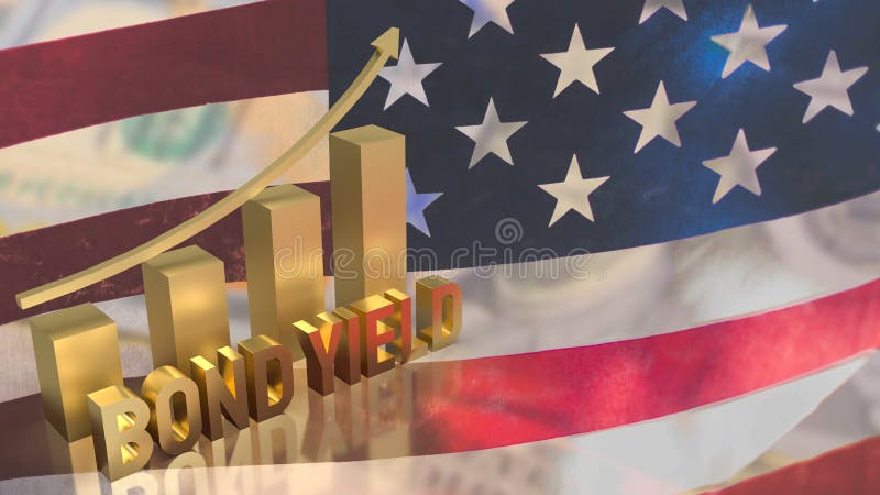 The Gold Bond Yield Text and Chart on Usa Flag Background 3d Rendering ...