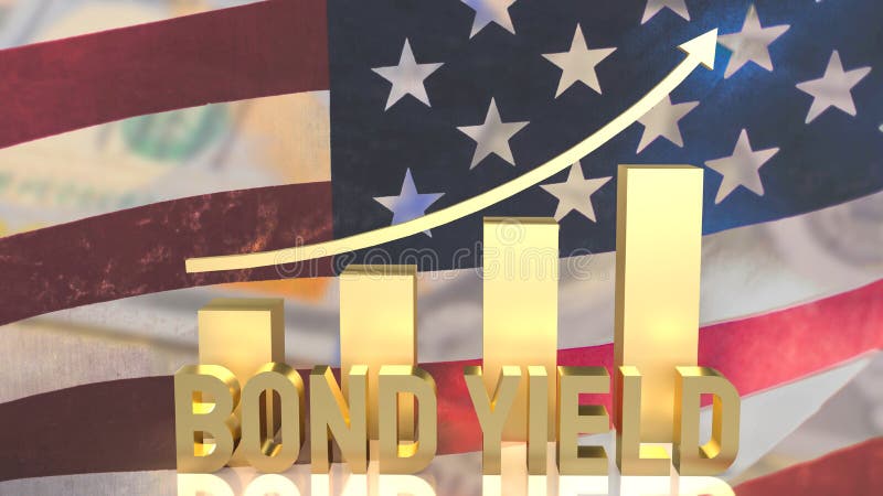 The Gold Bond Yield Text and Chart on Usa Flag Background 3d Rendering ...