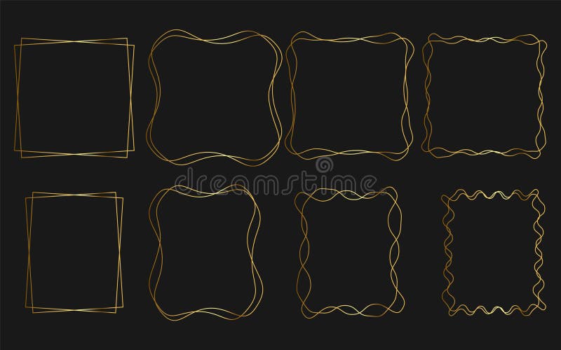 Gold Border Frames with Wavy Golden Lines Stock Illustration ...