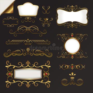 Gold Border Vector Set stock vector. Illustration of book - 21745744