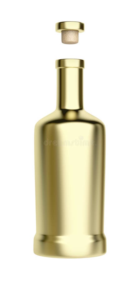 Gold Bottle for Alcoholic Beverage Stock Photo - Illustration of metal ...