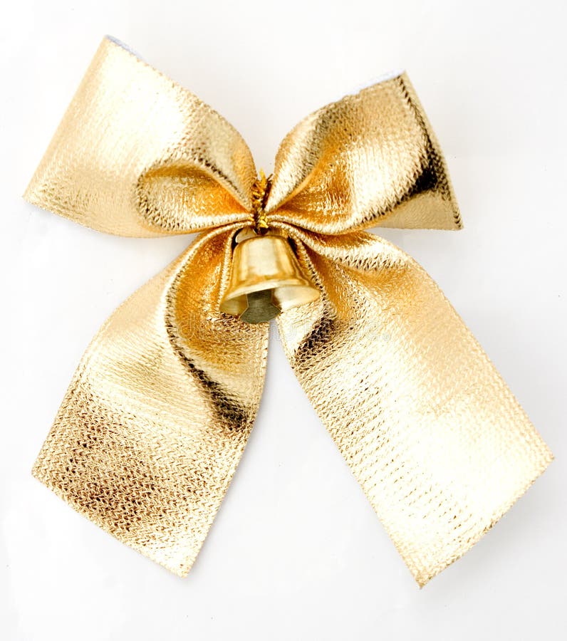 Gold Bow isolated on white stock photo. Image of close - 11393550