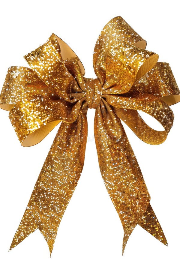 Gold Bow with a Large Bow on Top. Perfect for Gift Wrapping Stock Photo ...