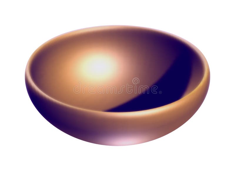 Gold Bowl Realistic Vector Illustration Isolated on White Stock Vector ...