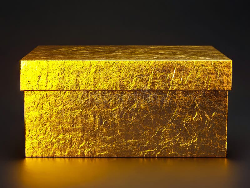 A Gold Box on a Black Background Stock Photo - Image of cardboard ...