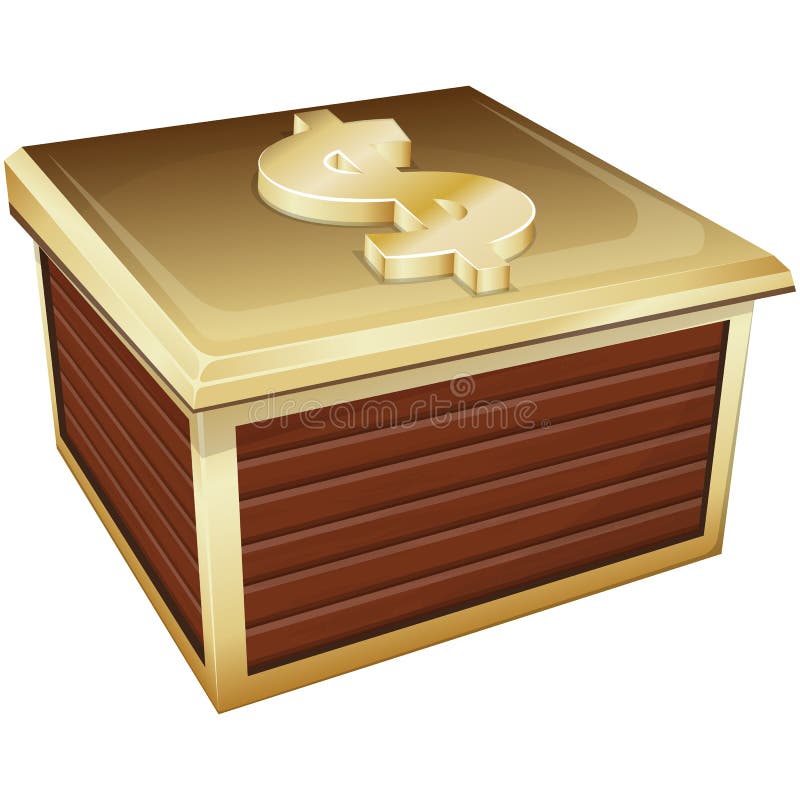 Gold Box with Dollar Sign on the Cover Stock Vector - Illustration of ...