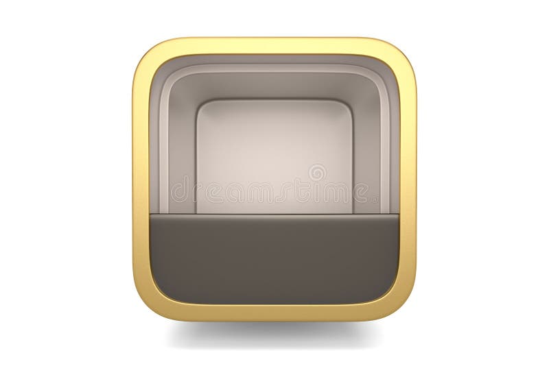 Gold Box Icon Background Isolated on White Background. 3D Illustration ...