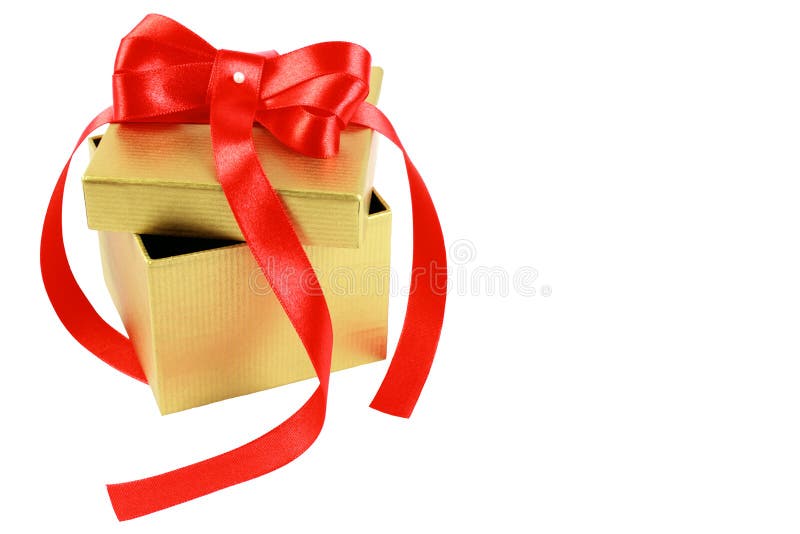 Gold box with red strip stock illustration. Illustration of celebration ...