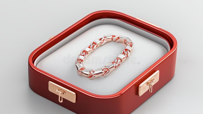 Gold Bracelet in a Red Box stock illustration. Illustration of surface ...