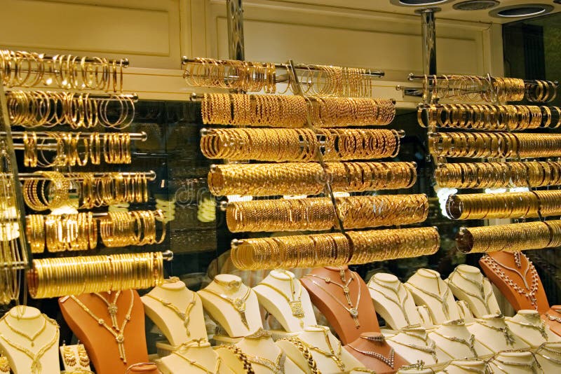 Gold Bracelets and Necklaces Stock Image - Image of accessory, famous ...