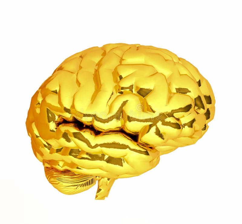 Gold Brain.3d Rendering. 3d Illustration Stock Illustration ...