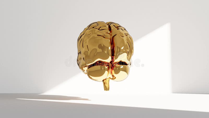 Gold Brain in Empty Room Able To Loop Endless Stock Footage - Video of ...