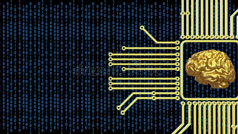 The Gold Brain and Logic for Technology Concept 3d Rendering Stock ...