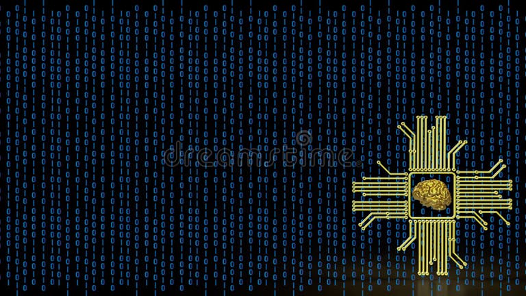The Gold Brain and Logic for Technology Concept 3d Rendering Stock ...