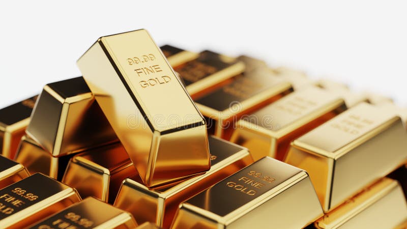 Gold Bricks on a White Background. Content with Blender 3d Application ...