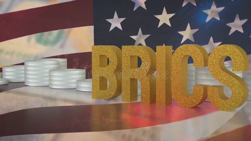 The Gold Brics and Coins on USA Flag Background 3d Rendering Stock ...