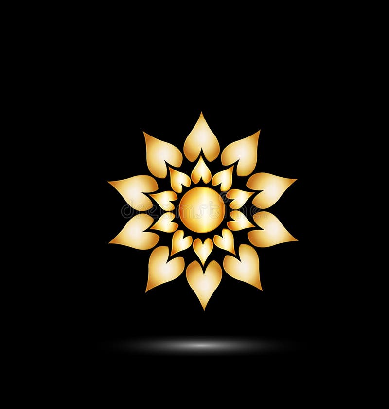 Gold bright flower icon stock vector. Illustration of beautiful - 117537628