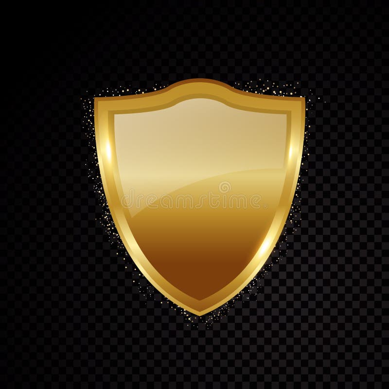 Gold Brightly Shield Glowing Security Protection Logo Stock Vector ...