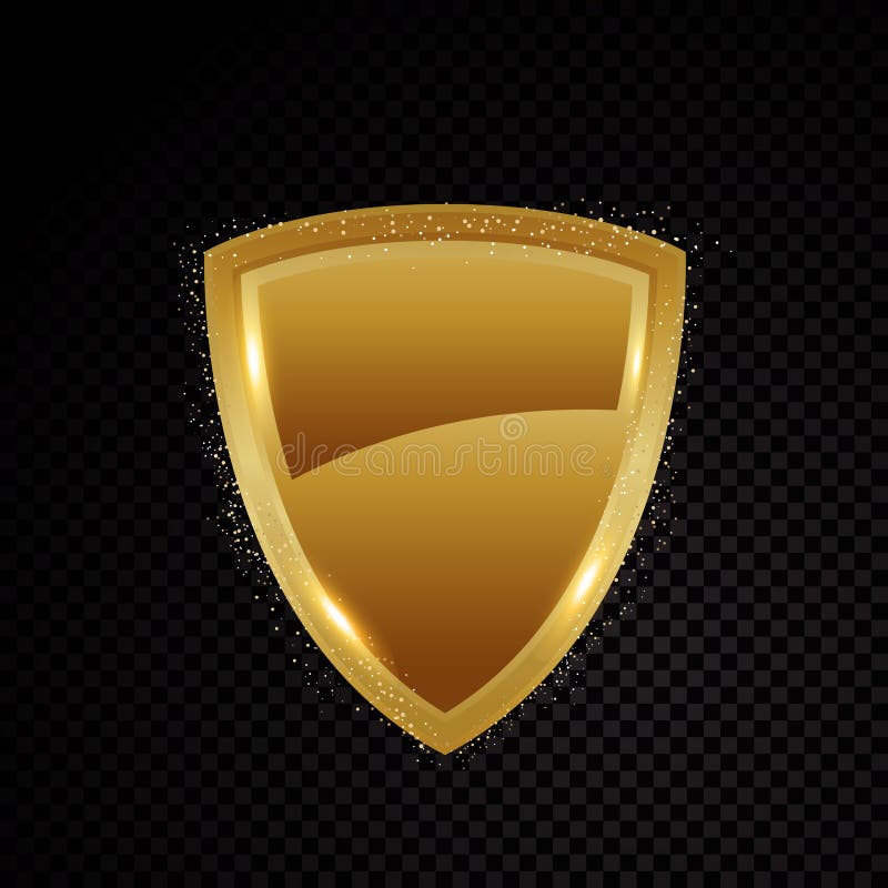 Gold Brightly Shield Glowing Security Protection Logo Stock Vector ...