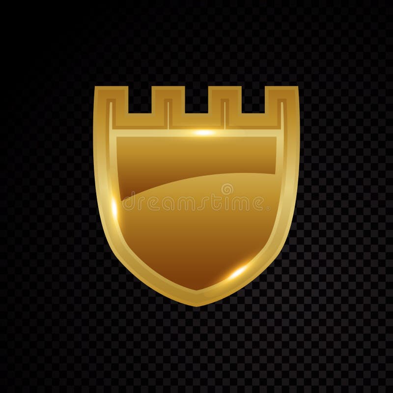Gold Brightly Shield Glowing Security Protection Logo Stock Vector ...
