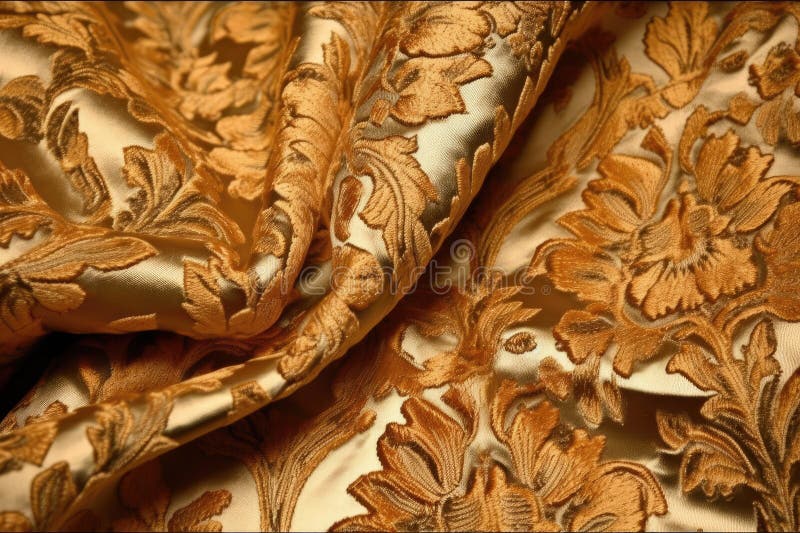 Gold Brocade Fabric Texture. Generative AI Stock Illustration ...