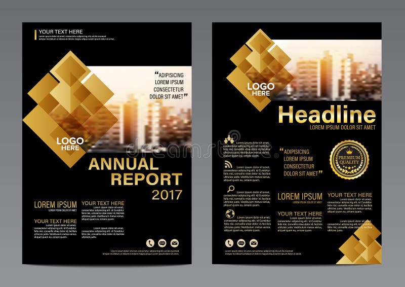 Gold Brochure Layout Design Template. Annual Report Flyer Leaflet Cover ...