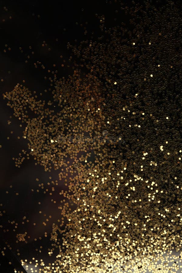 Gold Bronze Glitter Shine Dots Confetti on Black. Abstract Light Blink ...