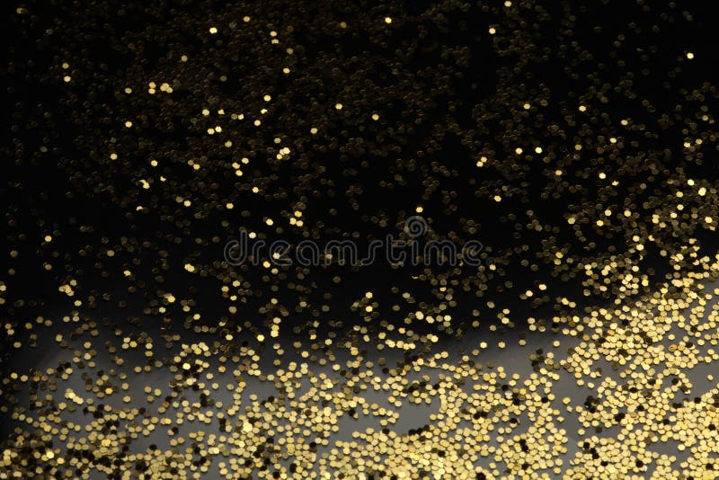 Gold Bronze Glitter Shine Dots Confetti on Black. Abstract Light Blink ...