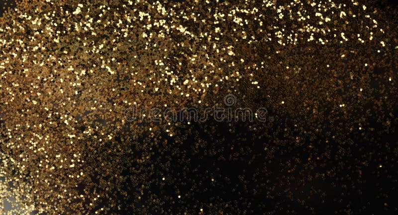 Gold Bronze Glitter Shine Dots Confetti on Black. Abstract Light Blink ...