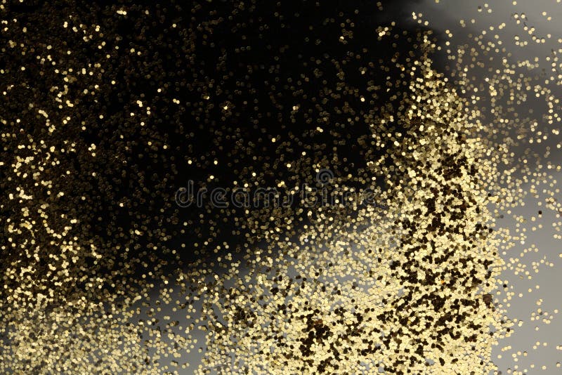 Gold Bronze Glitter Shine Dots Confetti on Black. Abstract Light Blink ...