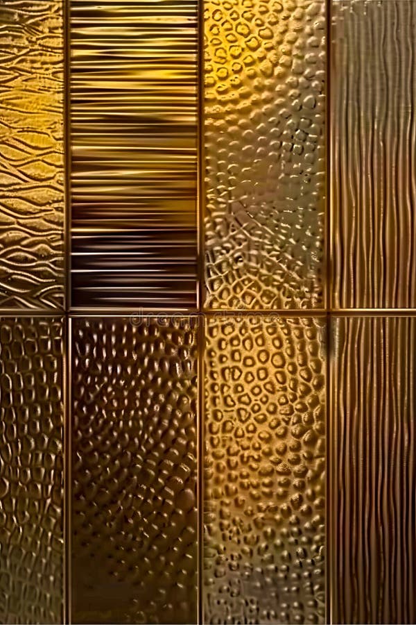 A Gold and Brown Tiled Wall with Different Textures Stock Photo - Image ...