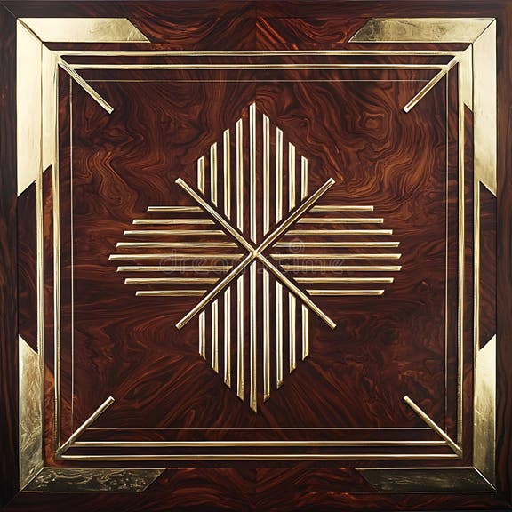 A Gold and Brown Wood Panel with a Diamond Shape Design Stock Image ...