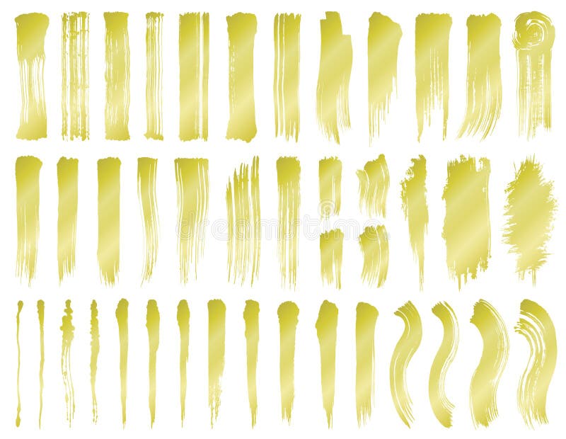 Gold Brush Stroke Illustrations. Hand Drawn Shapes. Stock Vector ...