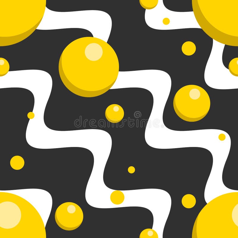 Gold Bubbles on Black and White Waves Pattern Stock Vector ...