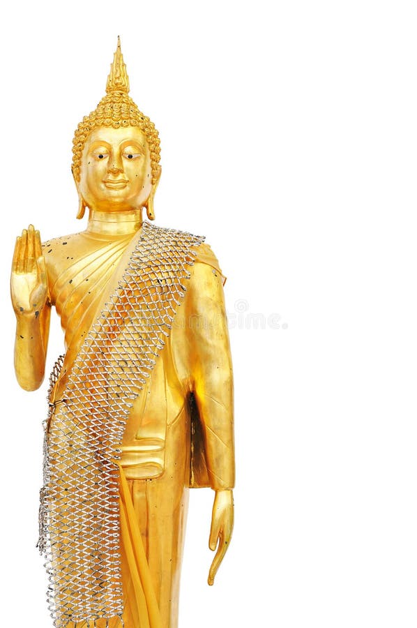 Gold Buddha Statue Isolated Left Side Stock Image - Image of buddha ...