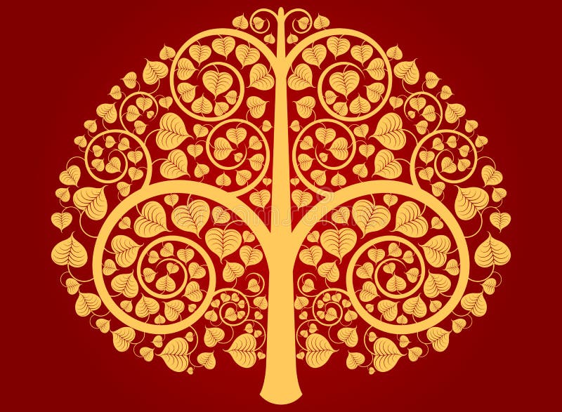 Golden Bodhi Tree Symbol with Thai Style Isolate on Background Stock ...