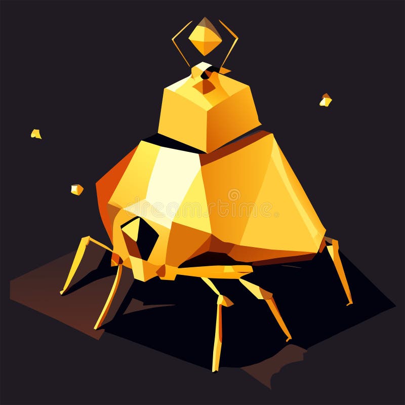 Gold Bug on a Black Background. Vector Illustration in Cartoon Style ...