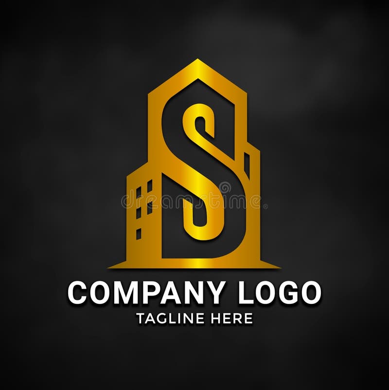 Letter S + Building Logo, Gold Mockup Edition Stock Image ...