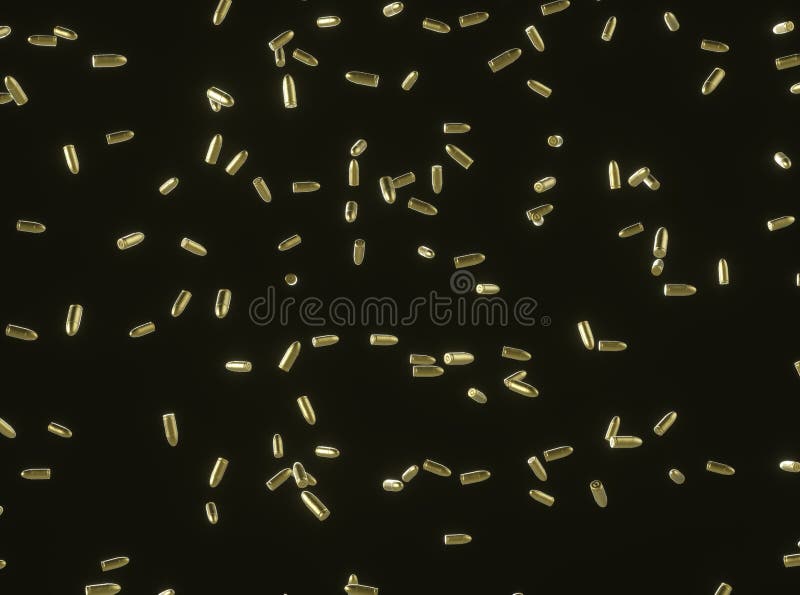 Gold Bullets Floating On Black Stock Illustration - Illustration of ...