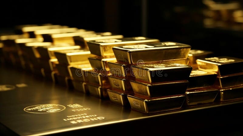 Gold Bullion Bars Stacked Together Stock Illustration - Illustration of ...