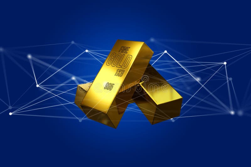 Gold Bullion Shinning in Front of Connection - 3d Render Stock ...
