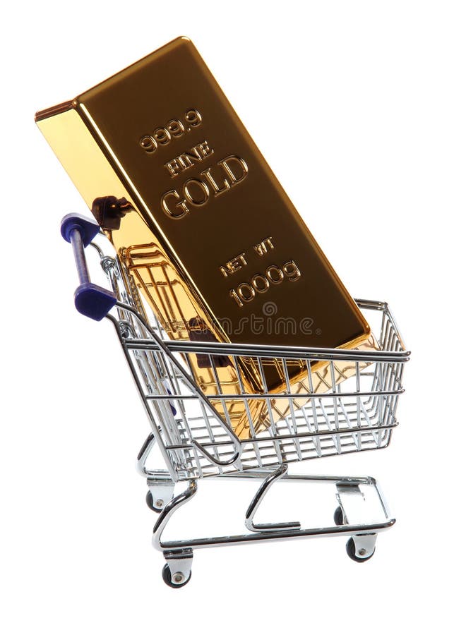 Gold Bullion in Shopping Cart Stock Photo - Image of supermarket ...