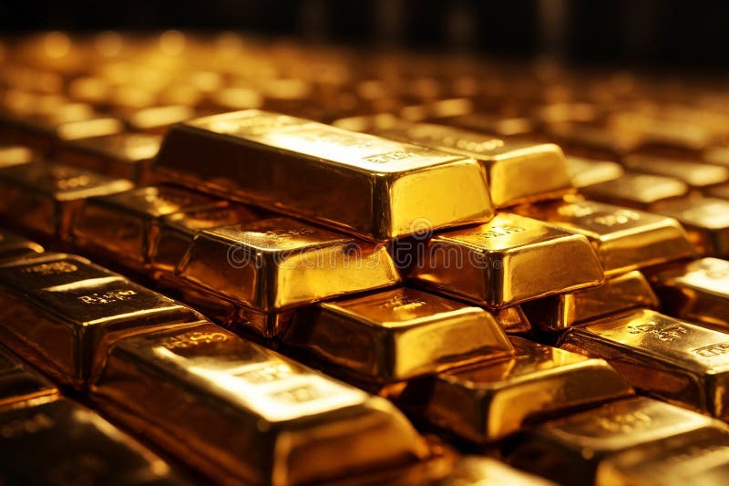 Gold Bullion Stacked in a Security Vault. Stock Illustration ...