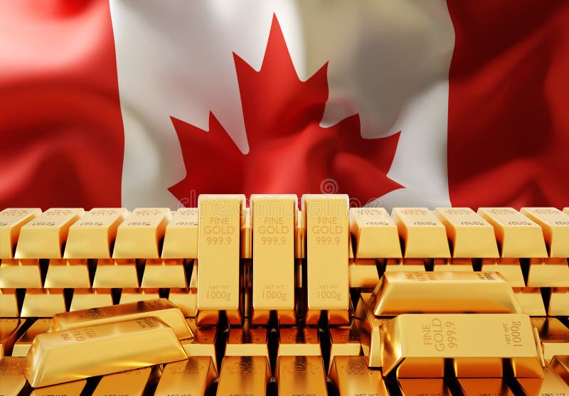 Gold Bullions with Canada Flag. Gold Reserve Concept Stock Illustration ...