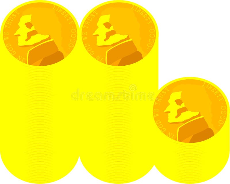 Gold Bundle of US American 5 Cent Coin Set Stock Illustration ...