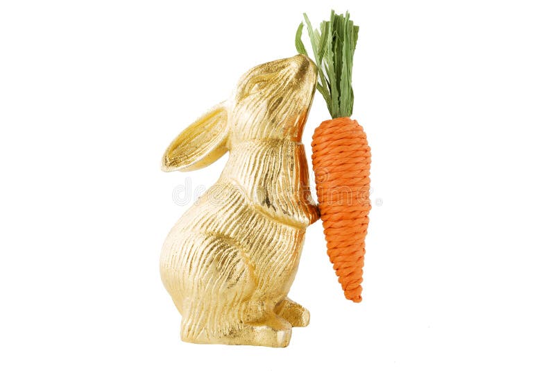 Gold Bunny Easter Rabbit on White Background Stock Image - Image of ...