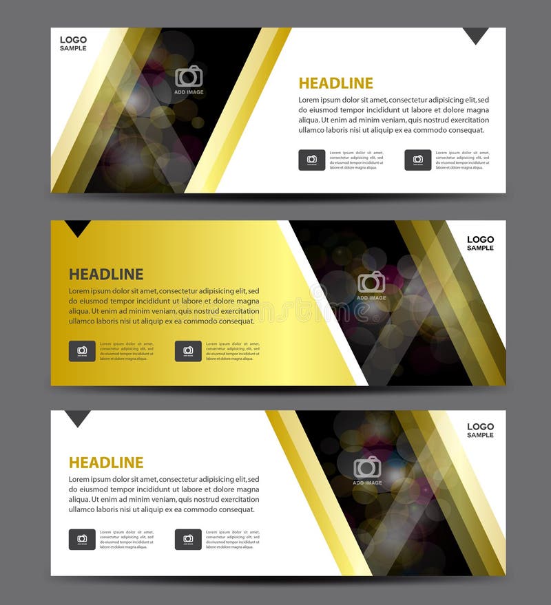 Gold Business Banner Template Vector, Horizontal Banner Stock Vector ...