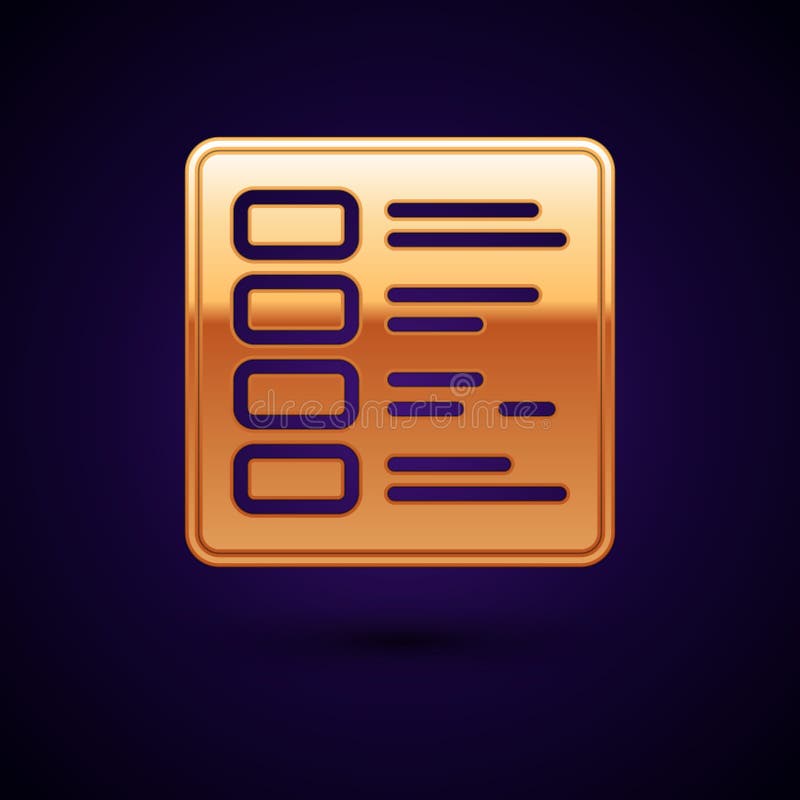 Gold Business Finance Report Icon Isolated on Black Background. Audit ...