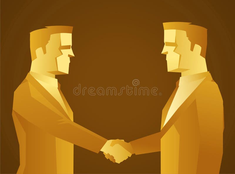 Gold Businessmen Shaking Hands Stock Illustration - Illustration of ...